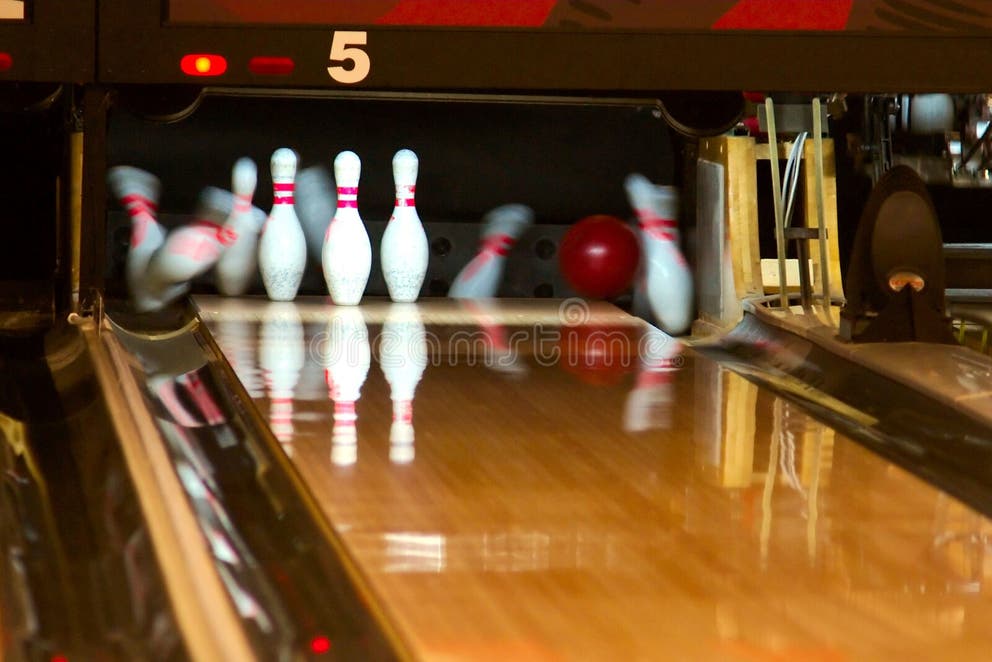 Bowling Pins Falling from Ball Stock Photo - Image of knock, unstable ...