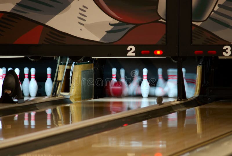 Bowling Pins Falling from Ball Stock Image - Image of lanes, alley: 5035979