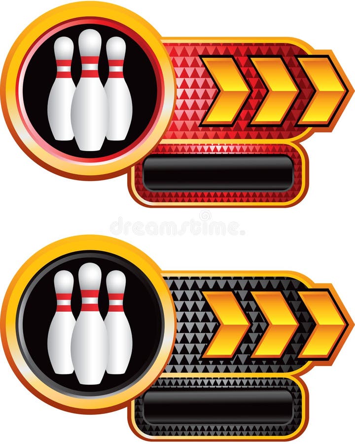 Bowling Pins on Blue and Gray Tilted Banners Stock Vector ...