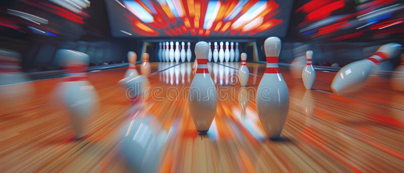 Dynamic Bowling Action Scene with Motion Blur in Alley Stock Image ...