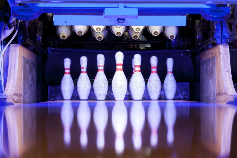 Bowling Pins Ready To Be Felled on the Track Stock Photo - Image of ...