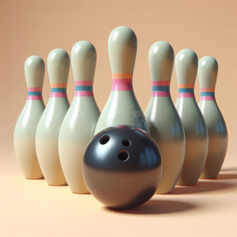 Bowling Pins Rendered in 3D - Detailed and Realistic Illustration Stock ...