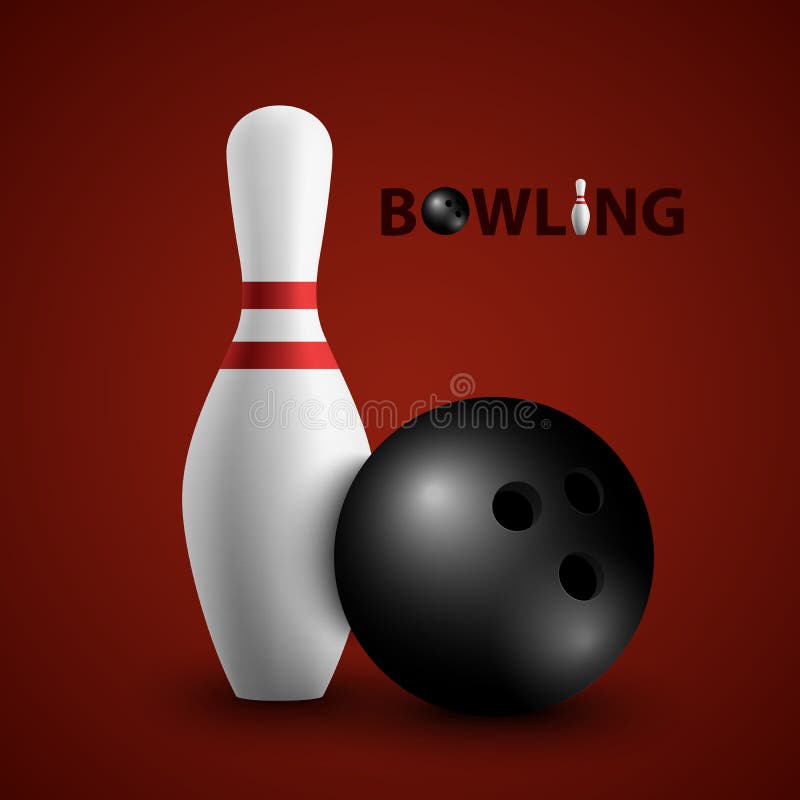 Bowling Poster with Ball and Pin Template Stock Vector - Illustration ...