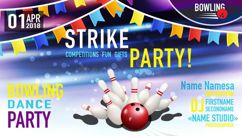 Bowling poster design stock vector. Illustration of event - 119200452