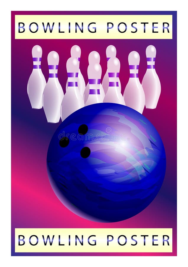Bowling Poster Vector Template. Bowling Ball and Skittles Modern Style ...