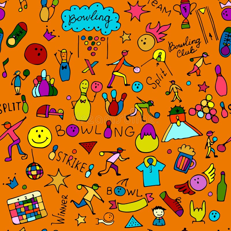 Bowling, Seamless Pattern for Your Design Stock Vector - Illustration ...