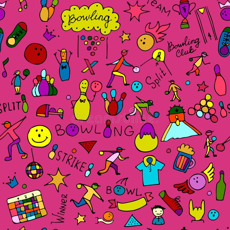 Bowling seamless pattern stock illustration. Illustration of leisure ...