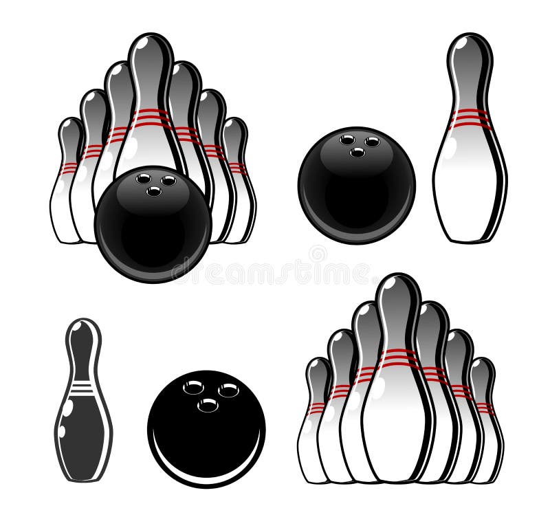 Bowling Set stock vector. Illustration of round, shape - 53365383