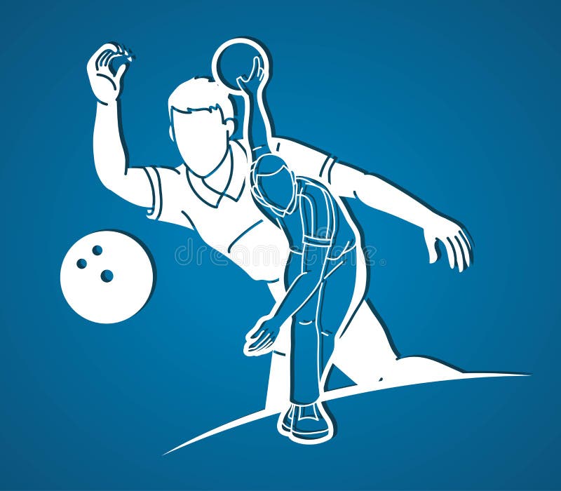 Bowling Sport Male Players Graphic Vector Stock Vector - Illustration ...