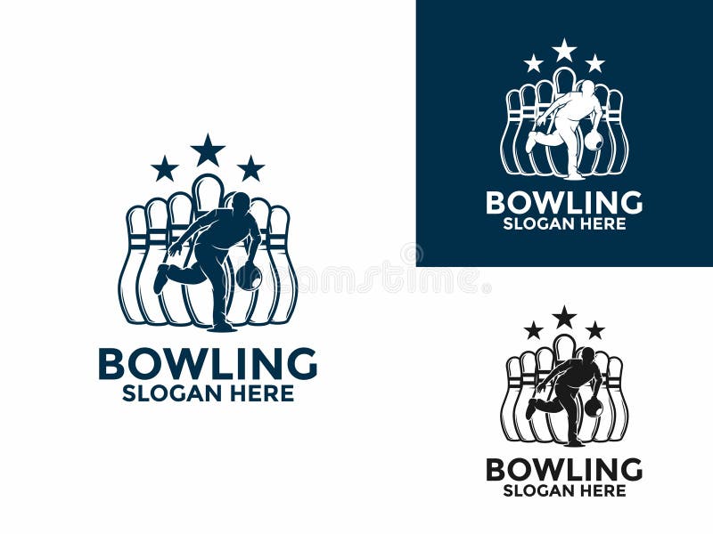 Bowling Sports Logo Vector , Creative Bowling with Stars Logo Design ...