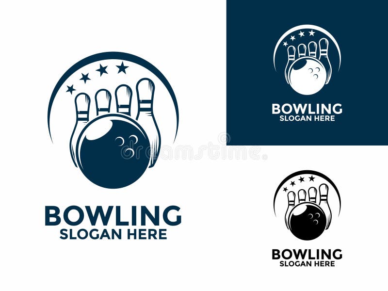 Bowling Sports Logo Vector , Creative Bowling with Stars Logo Design ...