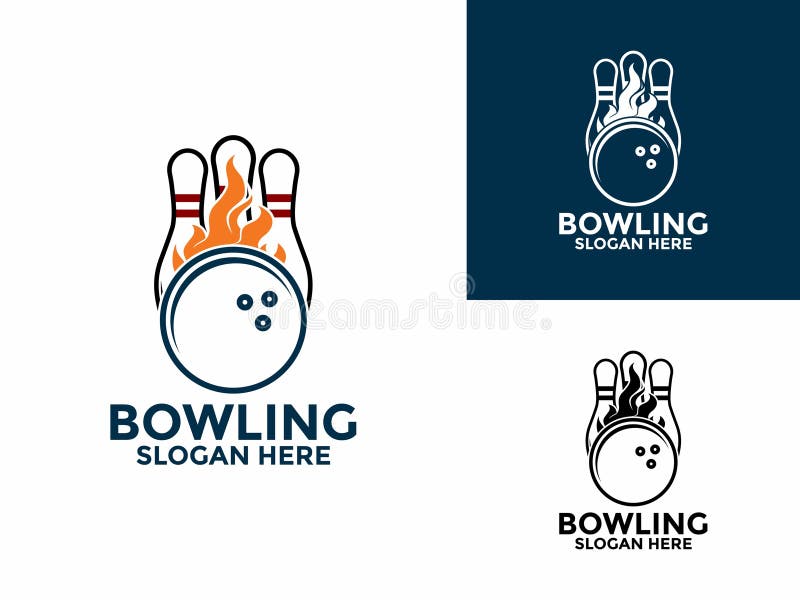 Bowling Sports Logo Vector , Creative Bowling with Flame Logo Design ...