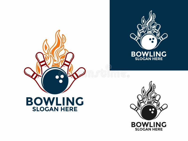 Bowling Sports Logo Vector , Pin Strike Bowling with Flame Logo Design ...