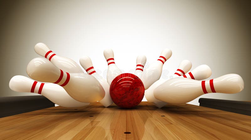 Bowling Strike Hit. 3D Rendered Stock Illustration - Illustration of ...