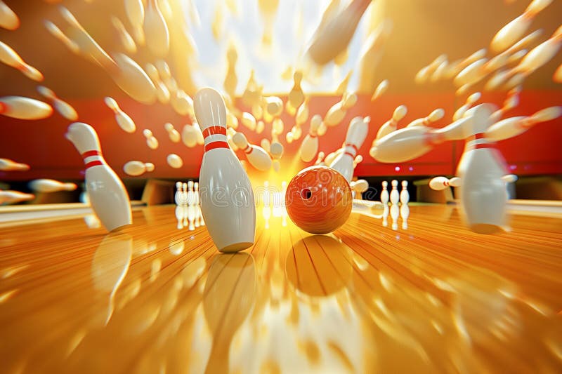 Bowling Strike Hit with Fire Explosion. Concept of Success Stock Photo ...