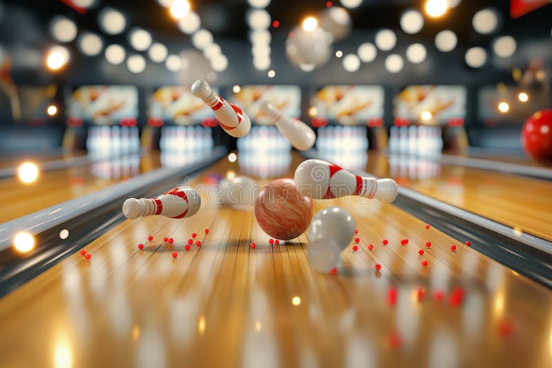 Bowling Strike Hit with Fire Explosion. Concept of Success Stock Photo ...