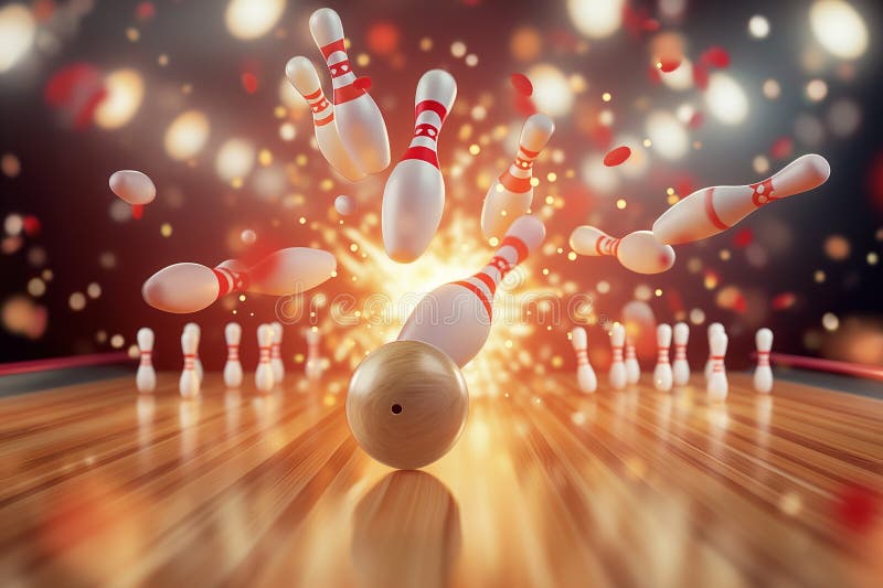 Bowling Strike Hit with Fire Explosion. Concept of Success Stock Image ...