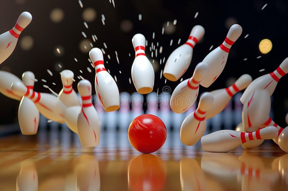 Bowling Strike Hit with Fire Explosion. Concept of Success Stock Image ...