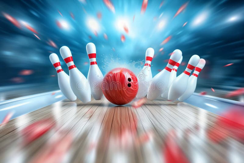 Bowling Strike Hit with Fire Explosion. Concept of Success Stock Image ...