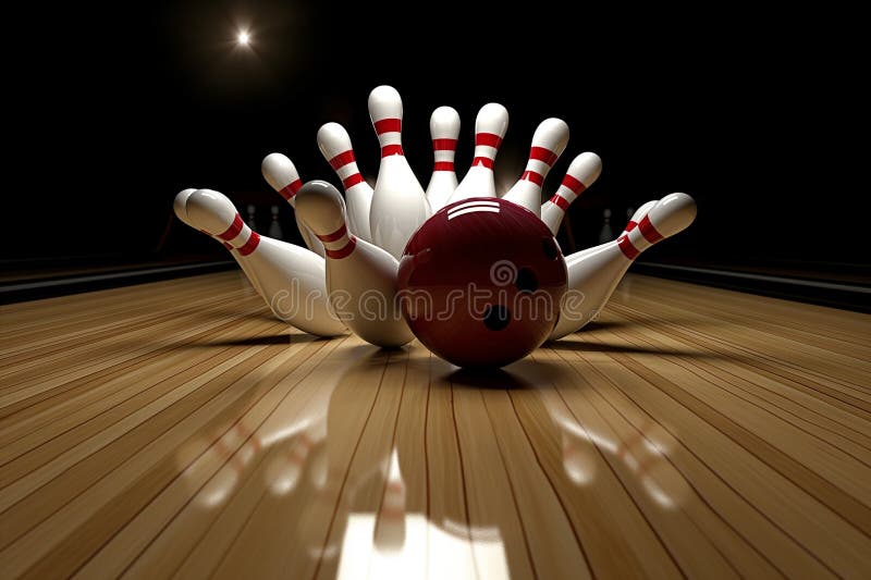 Bowling Strike Hit with Fire Explosion. Concept of Success Stock Photo ...