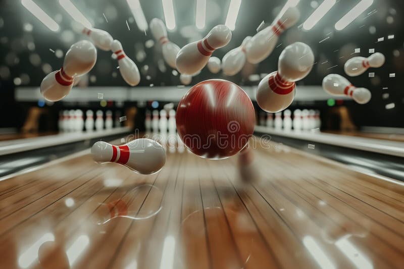 Bowling Strike Hit with Fire Explosion. Concept of Success Stock Photo ...