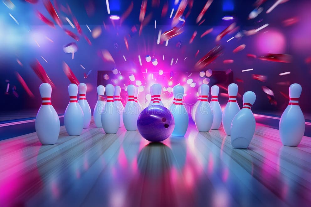 Bowling Strike Hit with Fire Explosion. Concept of Success Stock Image ...