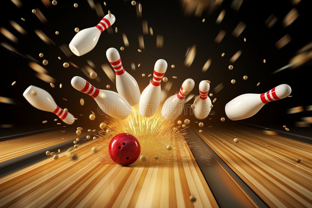 Bowling Strike Hit with Fire Explosion. Concept of Success Stock Image ...