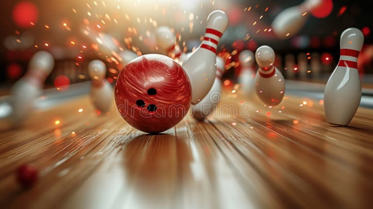 Bowling Strike Hit with Fire Explosion. Concept of Success and Win ...