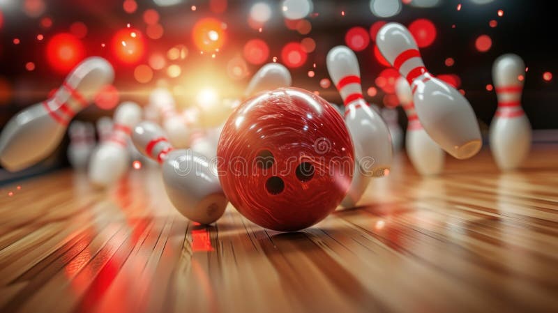 Bowling Strike Hit with Fire Explosion. Concept of Success and Win ...