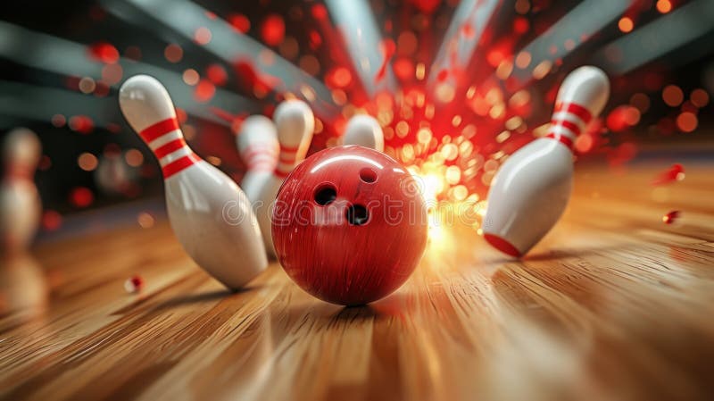 Bowling Strike Hit with Fire Explosion. Concept of Success and Win ...