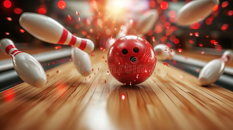 Bowling Strike Hit with Fire Explosion. Concept of Success and Win ...