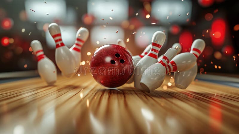 Bowling Strike Hit with Fire Explosion. Concept of Success and Win ...