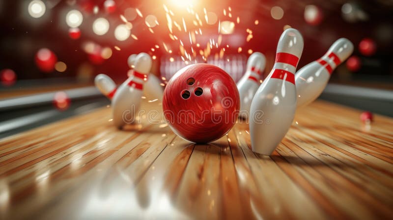 Bowling Strike Hit with Fire Explosion. Concept of Success and Win ...