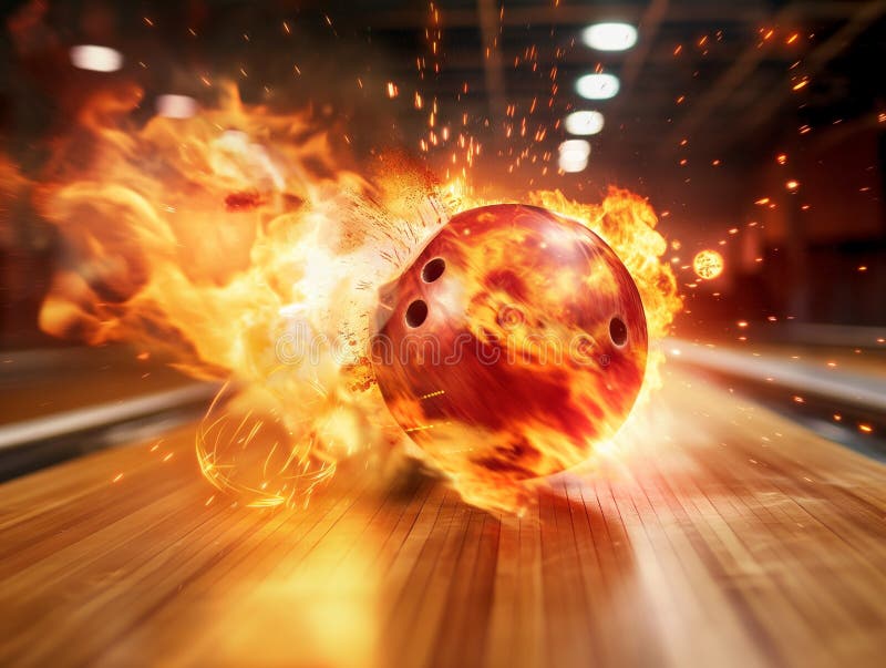 Bowling Strike Hit with Fire Explosion Stock Photo - Image of score ...