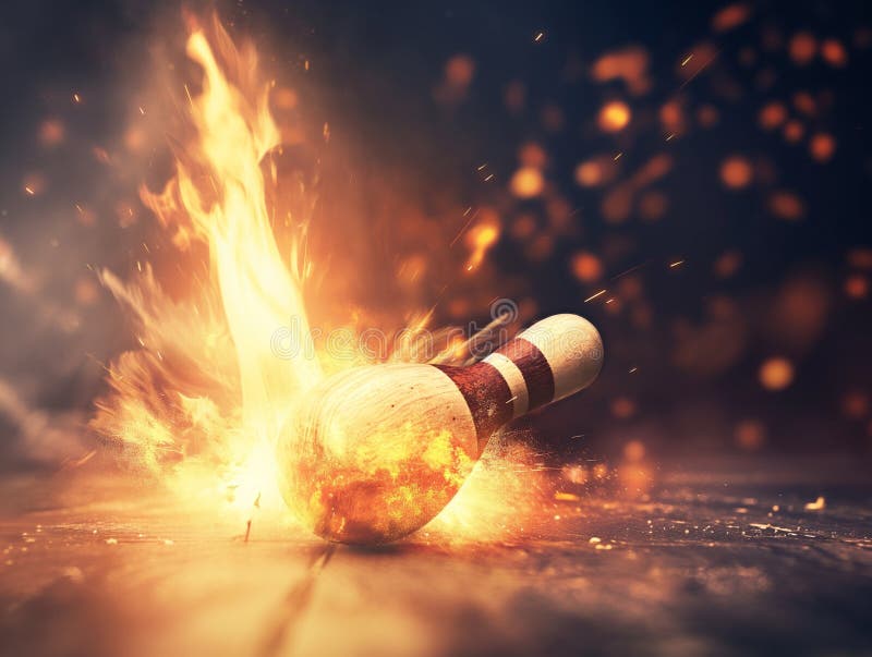 Bowling Strike Hit with Fire Explosion Stock Image - Image of ...