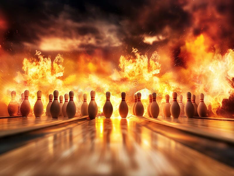Bowling Strike Hit with Fire Explosion Stock Image - Image of ...