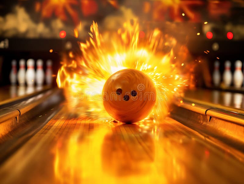 Bowling Strike Hit with Fire Explosion Stock Photo - Image of accuracy ...