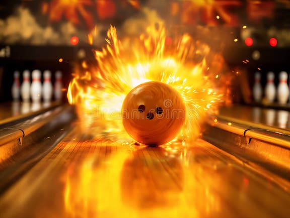 Bowling Strike Hit with Fire Explosion Stock Photo - Image of accuracy ...