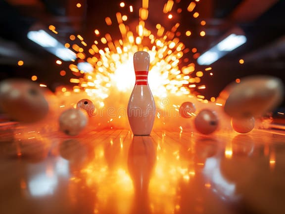 Bowling Strike Hit with Fire Explosion Stock Photo - Image of rolling ...