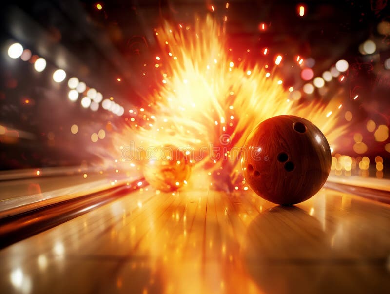Bowling Strike Hit with Fire Explosion Stock Photo - Image of equipment ...
