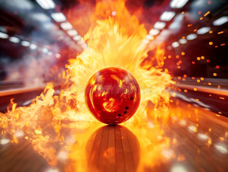 Bowling Strike Hit with Fire Explosion Stock Image - Image of impact ...