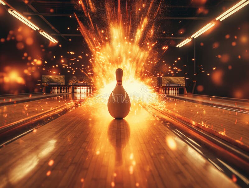 Bowling Strike Hit with Fire Explosion Stock Photo - Image of ball ...