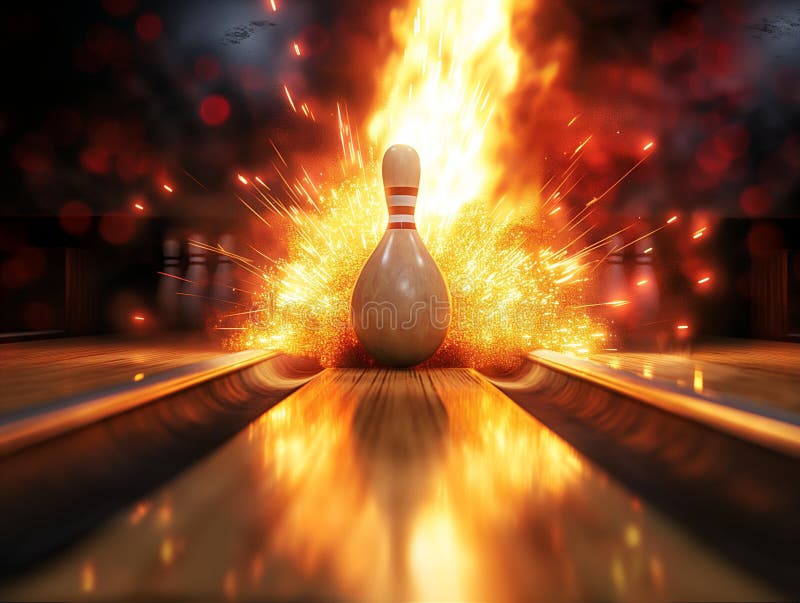 Bowling Strike Hit with Fire Explosion Stock Photo - Image of impact ...