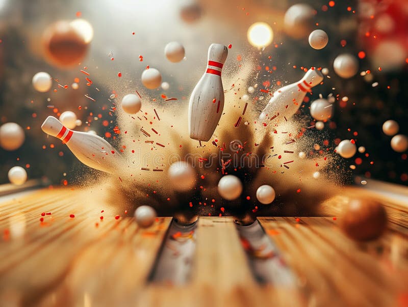 Bowling Strike Hit with Fire Explosion Stock Image - Image of ...