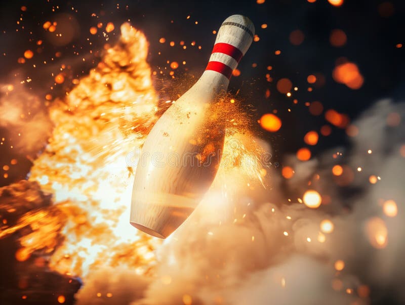 Bowling Strike Hit with Fire Explosion Stock Image - Image of ...