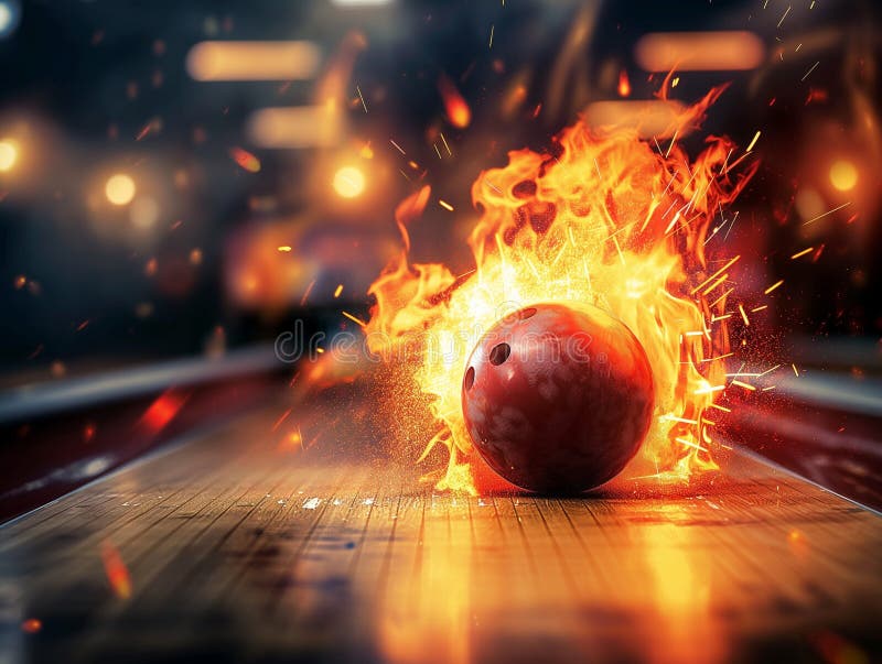 Bowling Strike Hit with Fire Explosion Stock Image - Image of ...