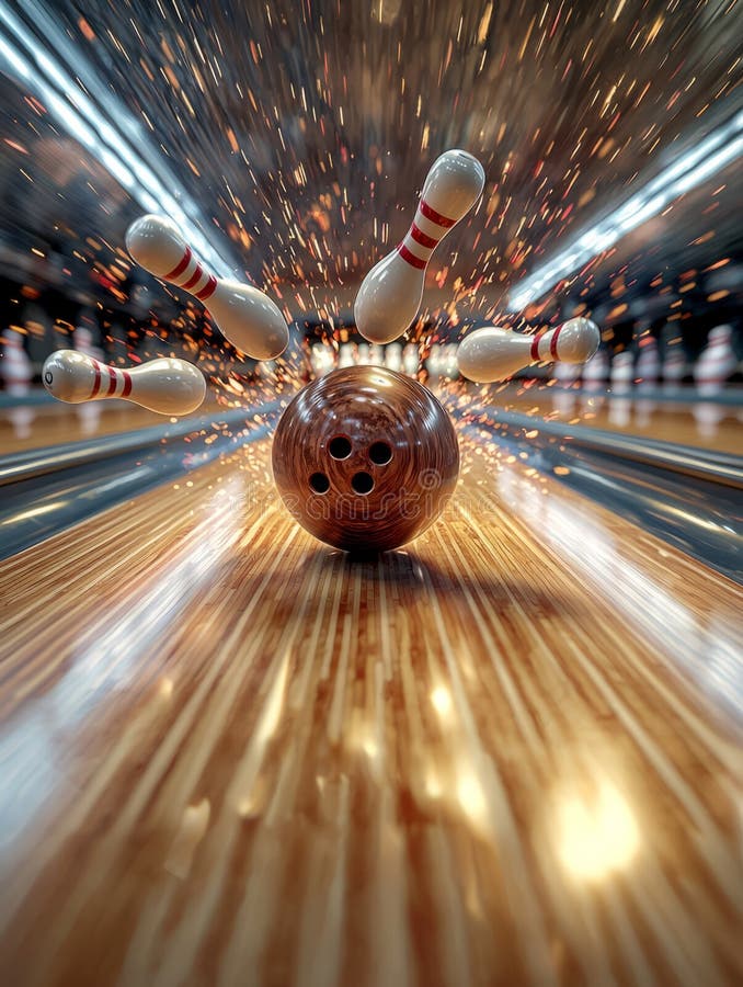 Bowling Strike: a Stunning Visual of a Perfect Bowling Strike Stock ...