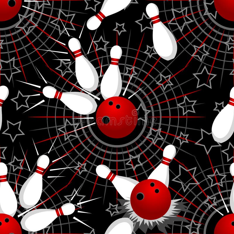 Seamless Vector Pattern with Bowling Ball Icons and Flames. Stock ...