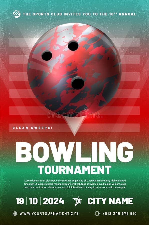 Bowling Tournament Poster Template with Ball, Sweep and Sample Text ...