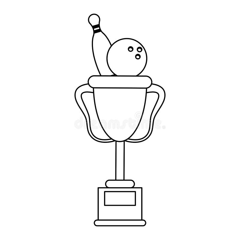 Bowling Trophy Cup Sport Cartoon Blue Lines Stock Vector - Illustration ...